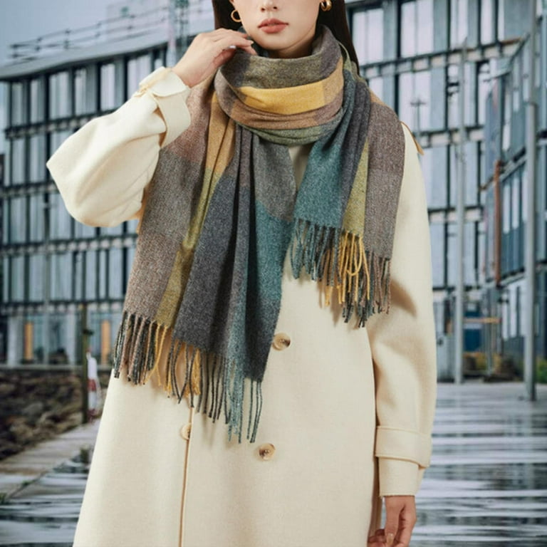 GZWYHT Shawl Wraps Shawl Big Coloured Checked Scarf Winter Warm Wrap Scarf Elegant And Classic Design Shawl Wrap For Women And Men Scarves for Women Lightweight Clearance Shawls And Wraps Army Green W...