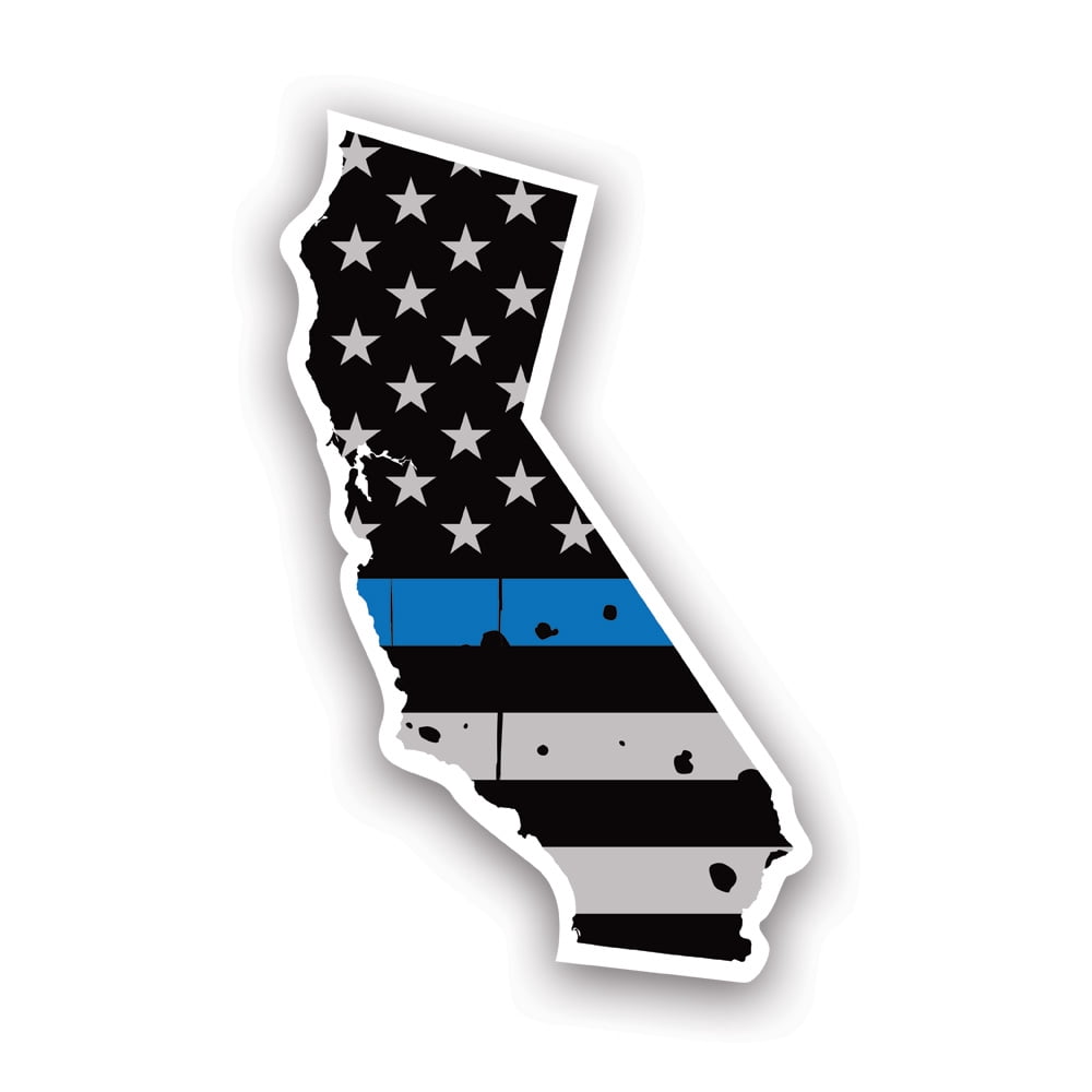 Distressed Thin Blue Line California State Shaped Subdued US Flag ...
