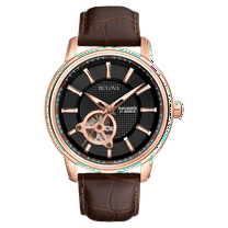 Bulova Men's Automatic Brown Leather Automatic Watch 97A109 - Walmart.com
