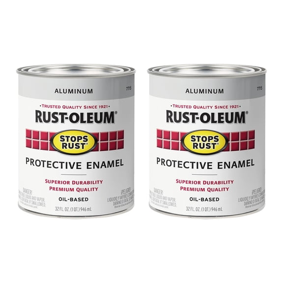 Rust-Oleum 7715502-2PK Stops Rust Gloss Brush On Paint, Metallic ...