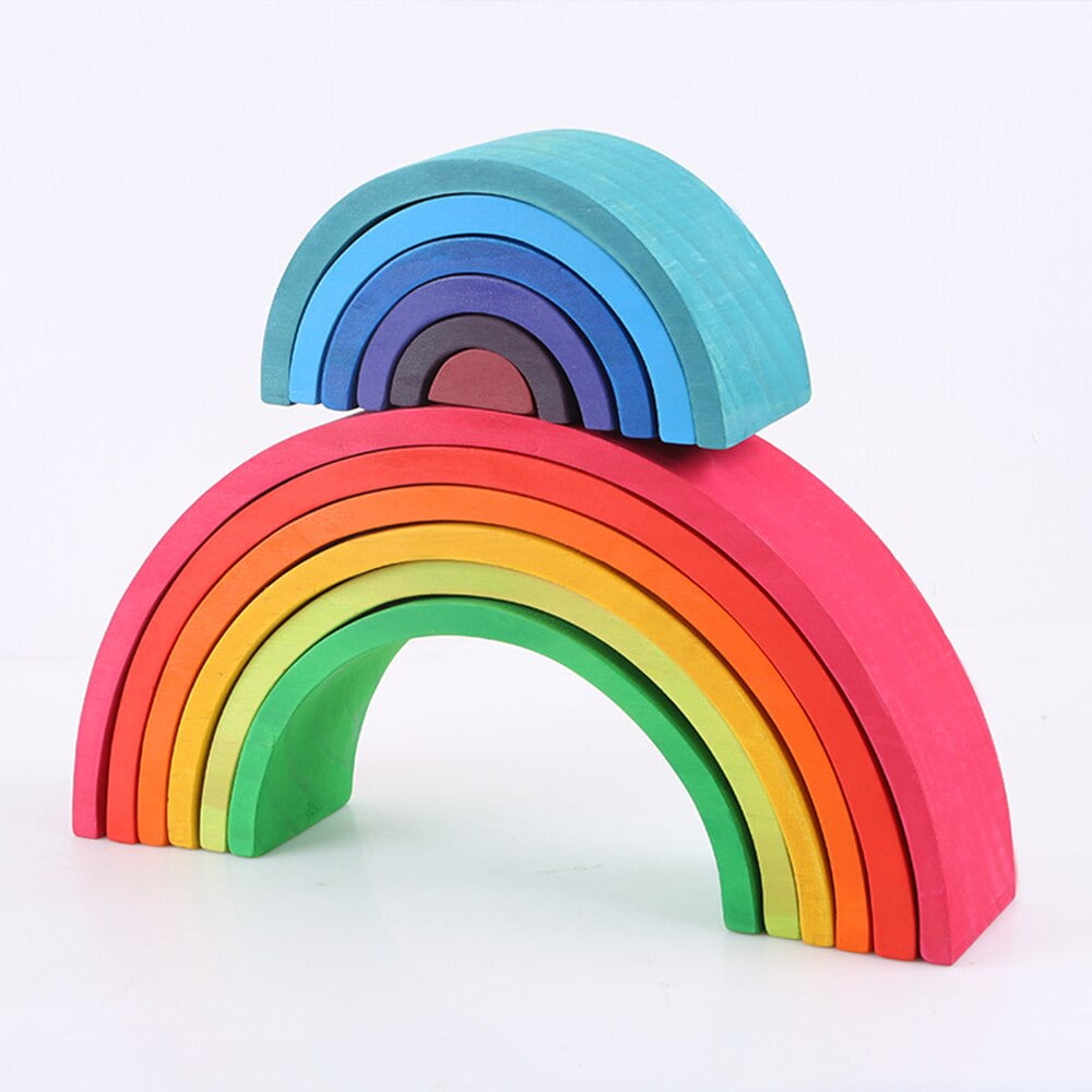 Pcs/lot Rainbow Blocks Wooden Toys For Children Kid Nesting Montessori ...