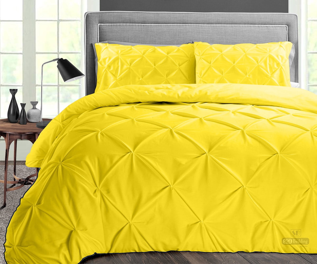 SGI Microfiber Comforter Set Wyoming King Size Yellow Pinch 3 Piece ...