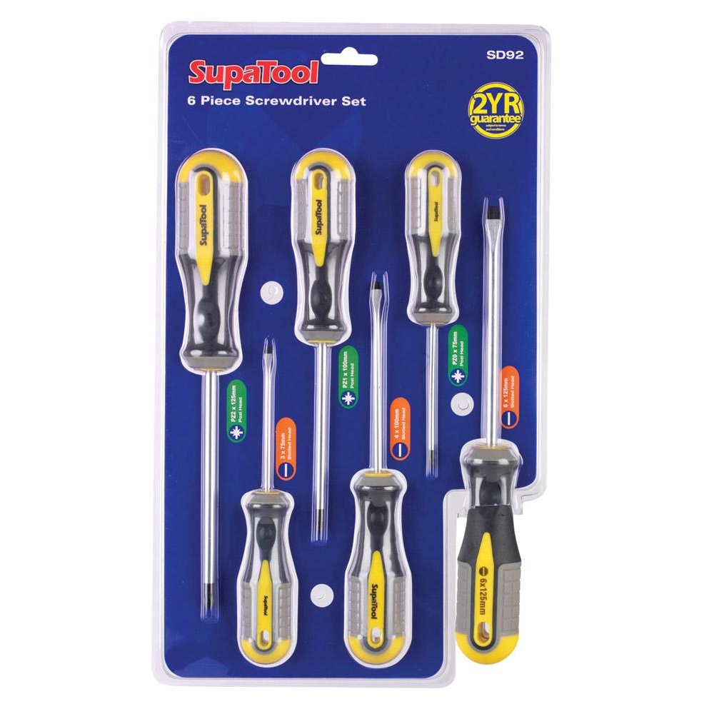 SupaTool - Set de Destornilladores - Pack de 6 (Negro, Amarillo ...