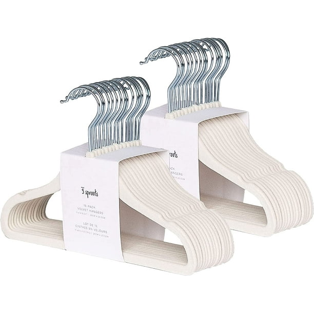 3 Sprouts Baby Velvet, Non-Slip Clothes Hangers - Pack of 30 - Cream ...