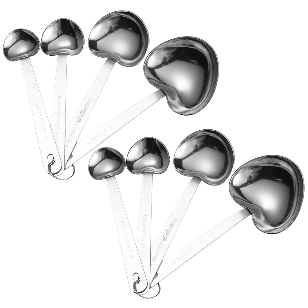 2 Sets of Stainless Steel Measuring Spoons Heart Shaped Measuring ...