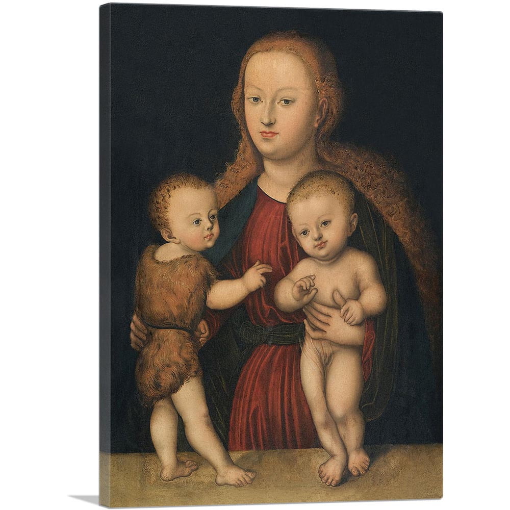ARTCANVAS Madonna And Child With Saint John Canvas Art Print by Lucas ...