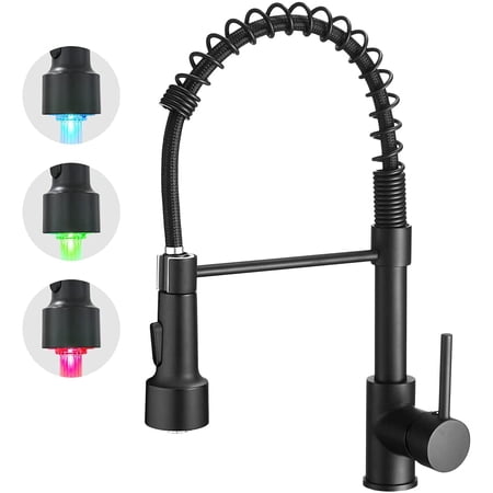 Kitchen Faucet LED Light, Kitchen Faucets with Pull Down Sprayer 304 ...