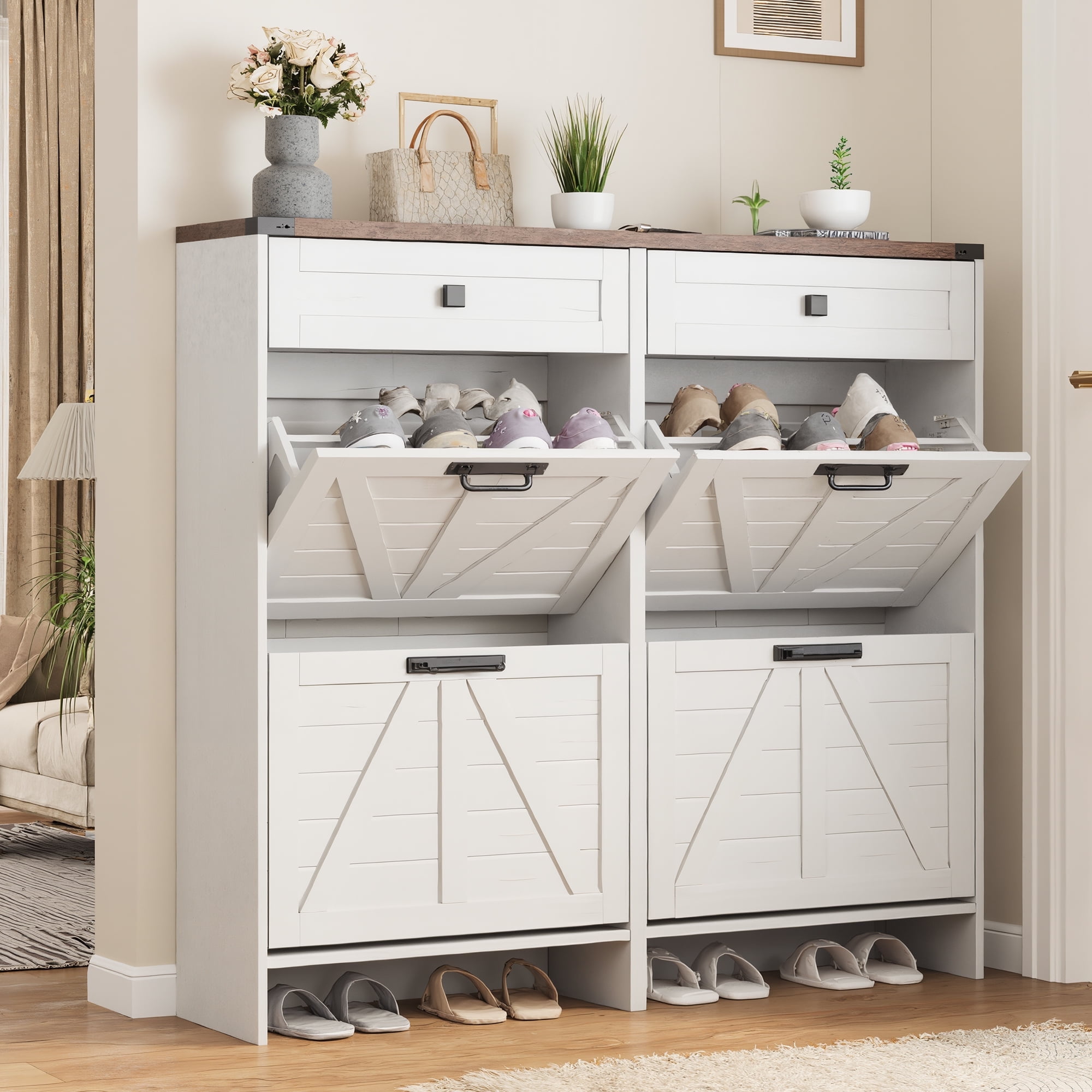 Click here for Vabches Shoe Storage Cabinet With 4 Flip Drawers &... prices