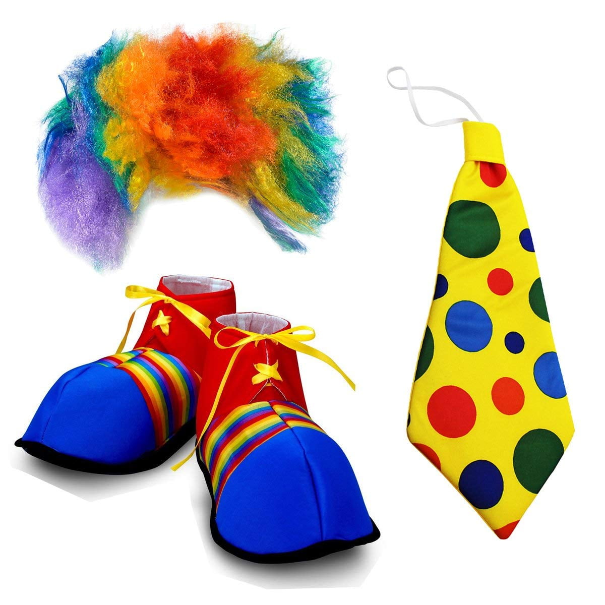Cp Usa Adult Clown Wig & Clown Shoes & Clown Tie - 3 Piece Set - Clown ...