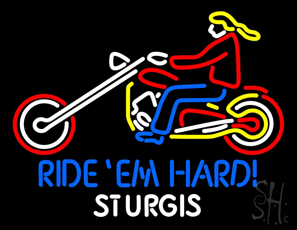 Ride Em Hard Sturgis Motorcyle LED Neon Sign 24 x 31 - inches, Clear ...