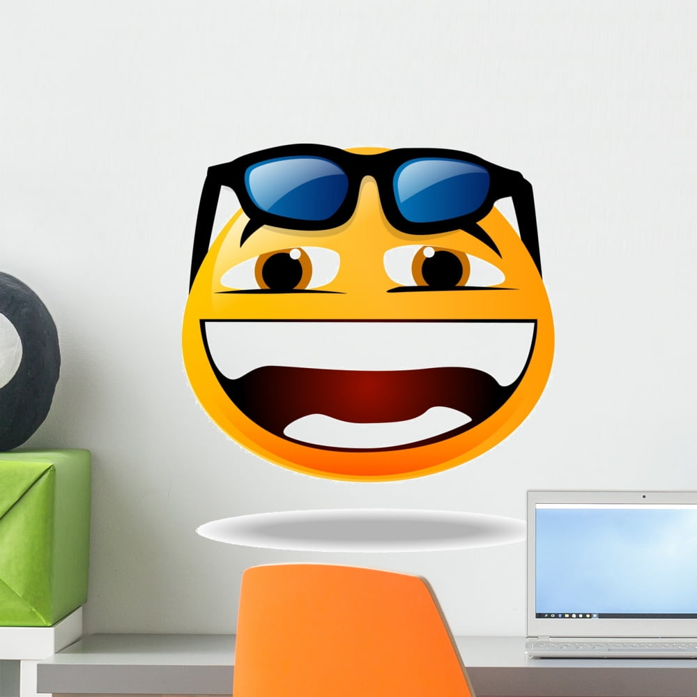 Funky Smiley Face Icon Wall Decal Mural by Wallmonkeys Peel and Stick ...