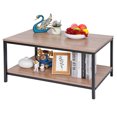 HomGarden Industrial 2-Tier Metal and Rectangle Wood Coffee Table ...