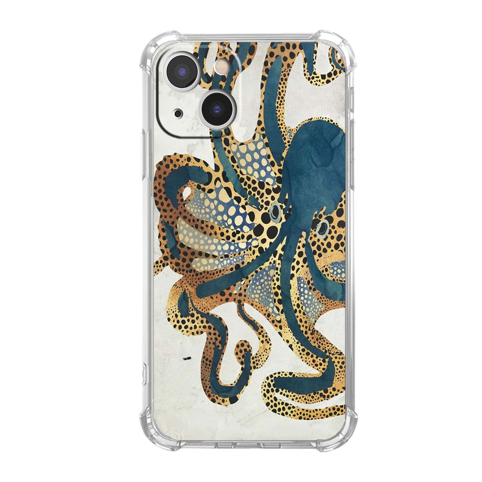 Blue Octopus Case for iPhone 13 Mini,Aesthetic Art Design Pattern Soft ...