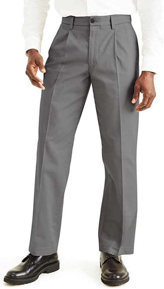 Dockers Men's Pleated Classic Fit Signature Khaki Lux Cotton Stretch ...