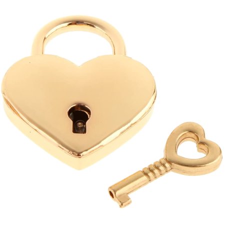 Small Metal Heart Shaped Padlock Mini Lock with Key for Jewelry Box ...