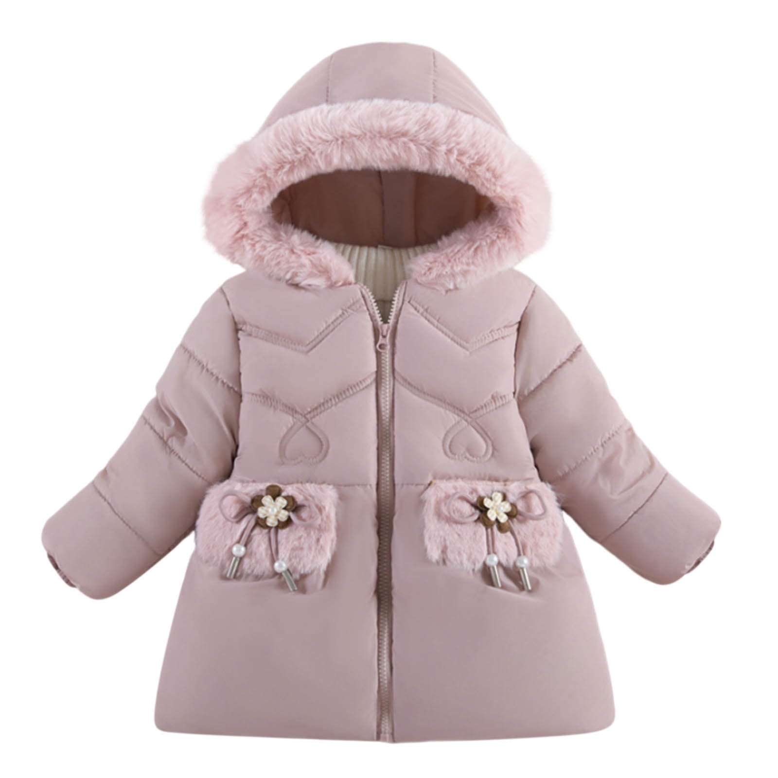 Click here for Valmass Toddler Girls Parka Puffer Jacket With Fau... prices