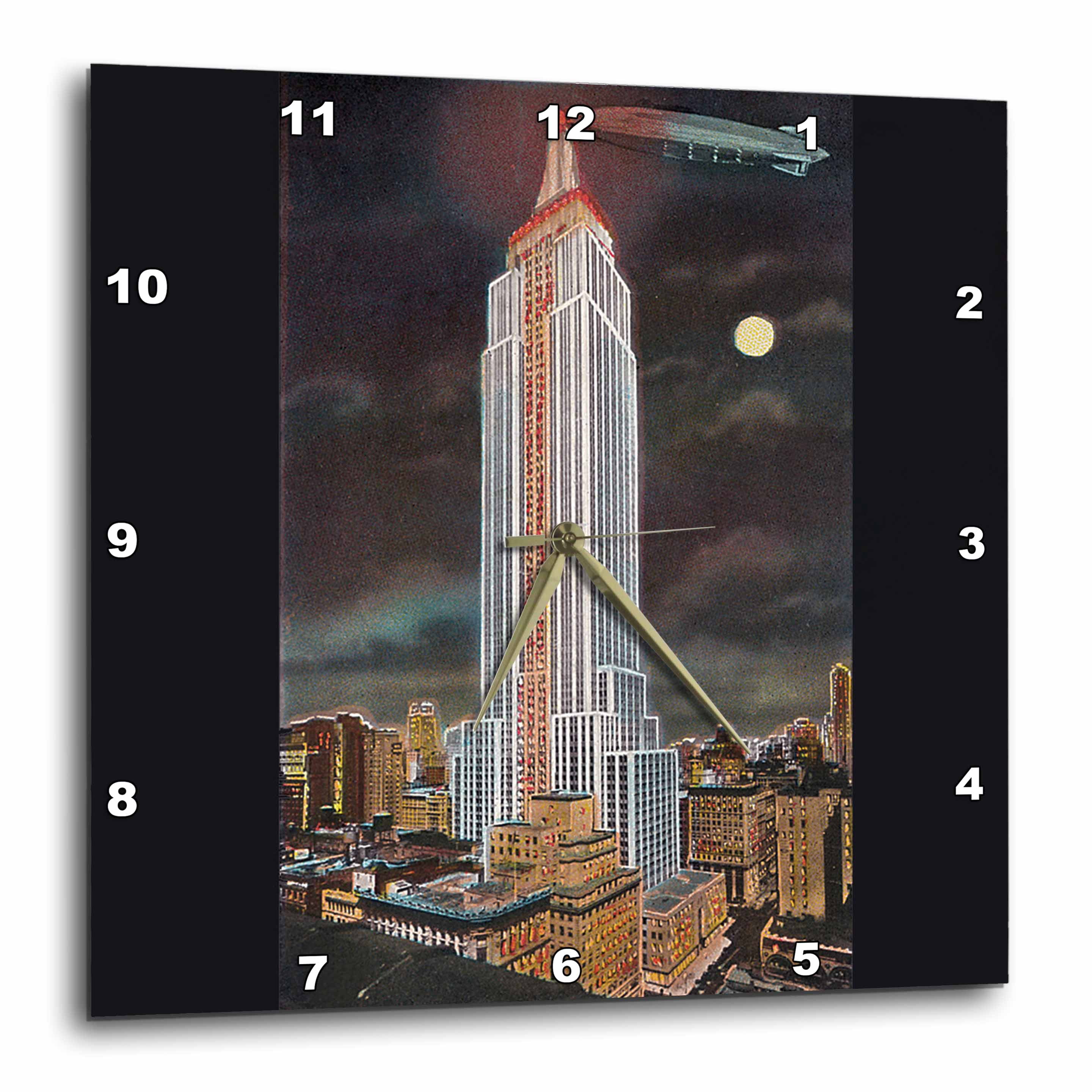 3dRose Empire State Building by Moonlight New York City - Wall Clock ...