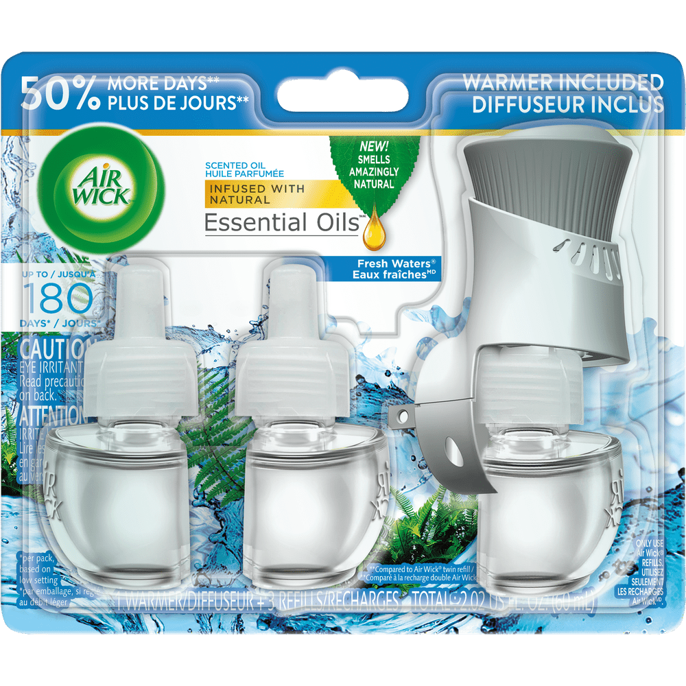Air Wick Plug in Scented Oil Starter Kit (Warmer + 3 Refills), Fresh ...