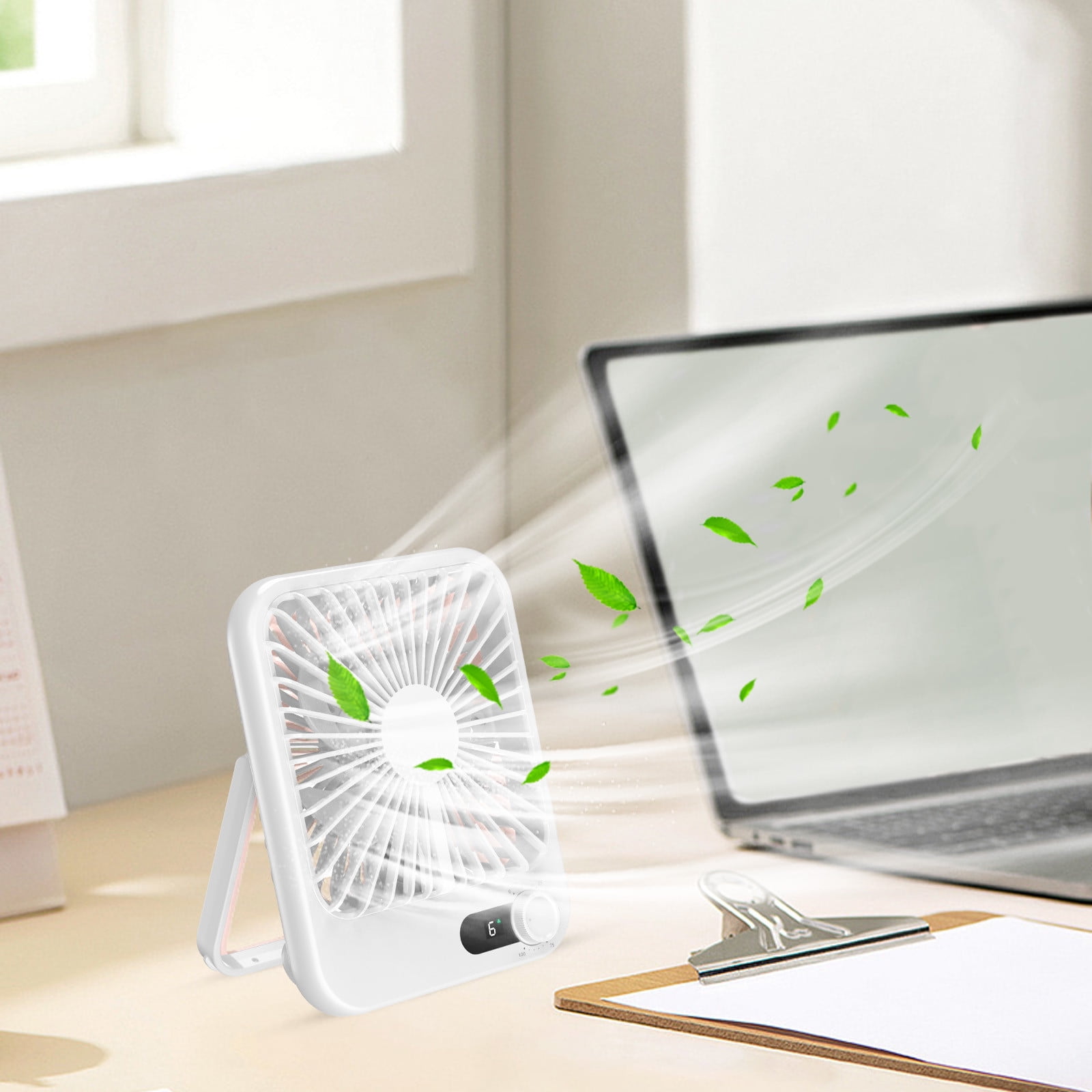 Vbxoae New High Speed Mini Usb Desktop Fan Digital Display portable Folding Small Fan Home office Outdoor Use lightweight Silent rechargeable Long Las