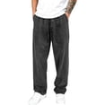 Baggy for Men Wide Leg Drawstring Elastic Cotton Straight Pants Hip Hop ...