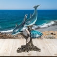Dolphins and Sea Turtle Statue Swimming on a Coral Reef Base Sea Coral ...