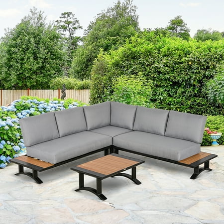 Outsunny 4 Piece Patio Conversation Set Include 2 Loveseat 1 Corner ...