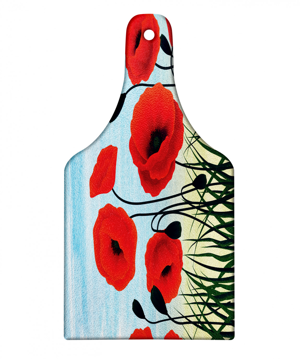 Poppy Cutting Board, Digitally Generated Floral Graphic with Grass and ...