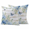 Blue Floral Outdoor Waterproof Throw Pillow Covers Set of 2, 26"x26 ...