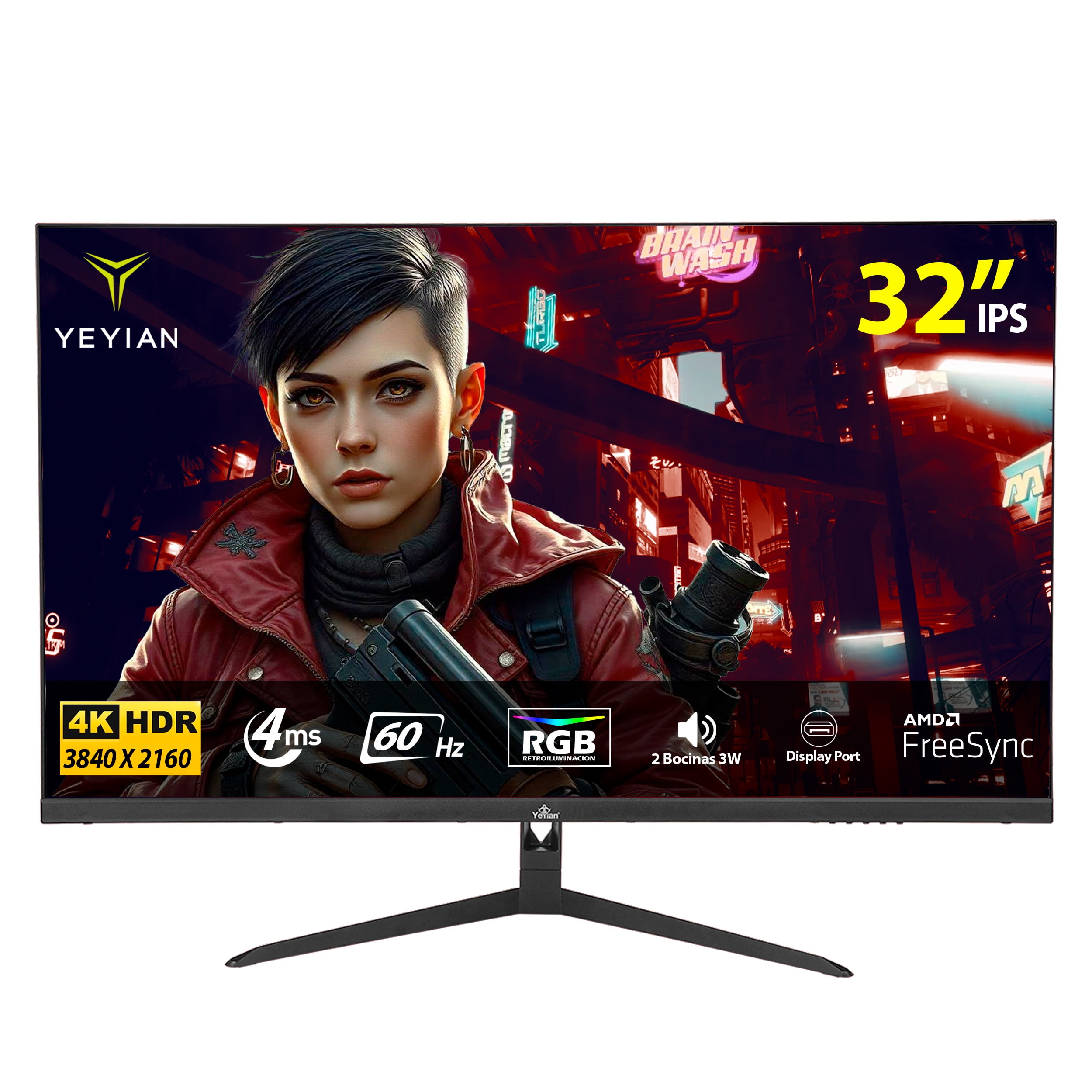 Monitor Gamer Yeyian Odraz YMG-4K32-01 Led 32", IPS 4K 3840 x 2160 Px, Ultra HD, FreeSync, Sin ...