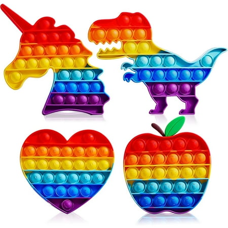 4 Pack Rainbow Pop Fidget Toys, Its Poppers Bubble with Pop Sound ...