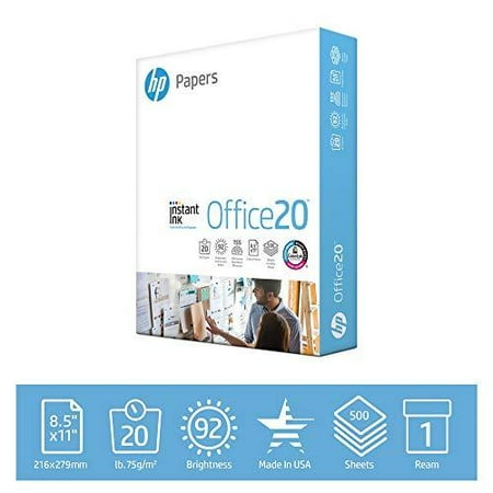 HP Printer Paper 8.5x11 Office 20 lb 1 Ream 500 Sheets 92 Bright Made ...