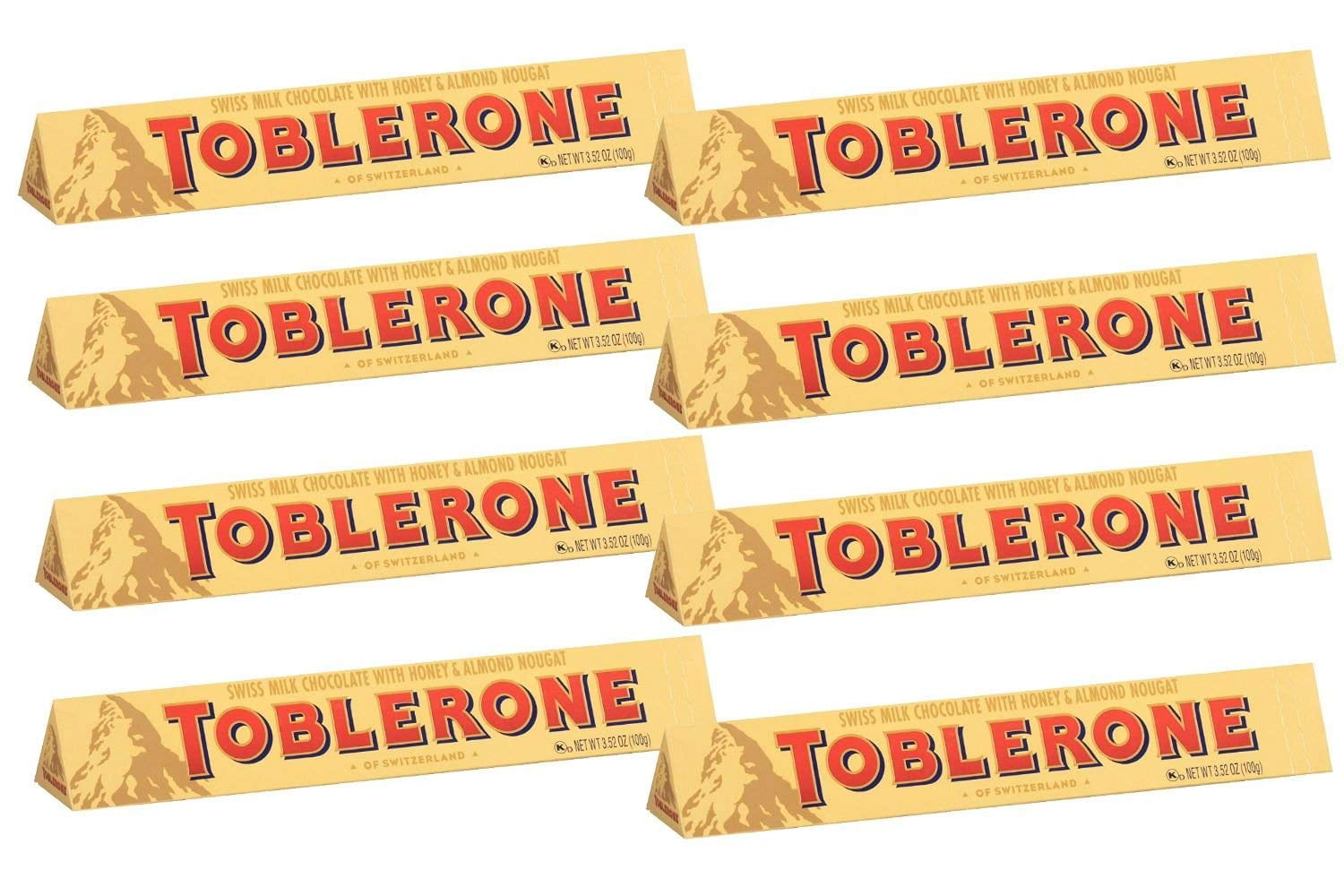 Toblerone Swiss Milk Chocolate with Honey and Almond Nougat, 100 gram/3 ...