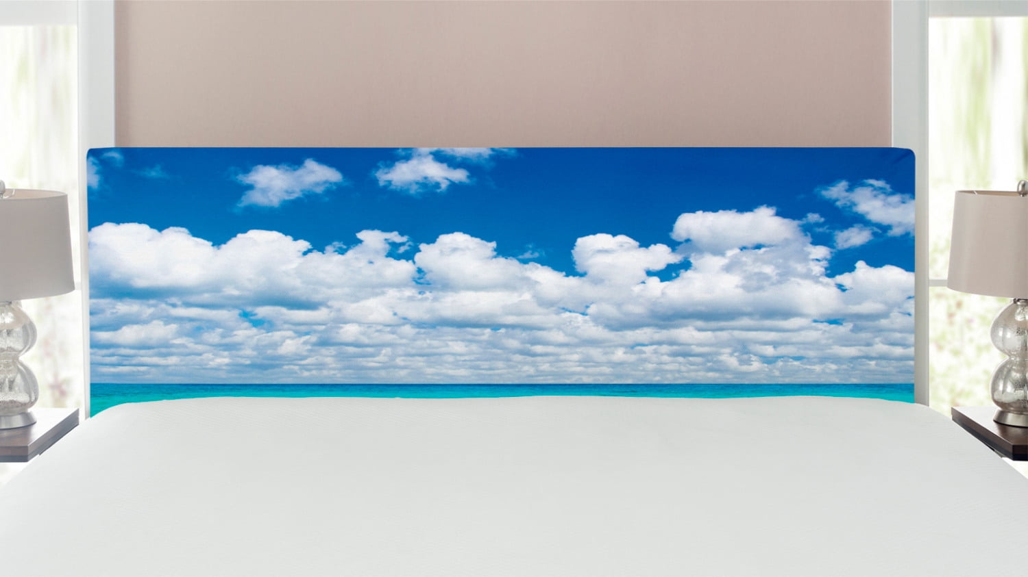 Ocean Headboard, Paradise Beach Tropical Hawaiian Exotic Sky Color with ...