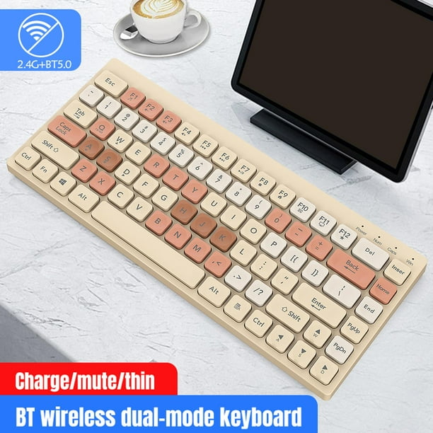 Mini 84 Key Gaming Keyboard 3 Modes Connectivity Quiet Rechargeable for ...