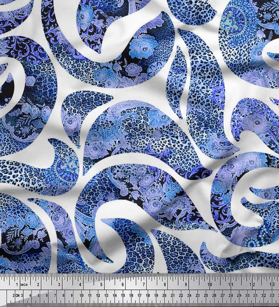 Soimoi Rayon Fabric Floral & Leopard Animal Skin Print Fabric by The ...