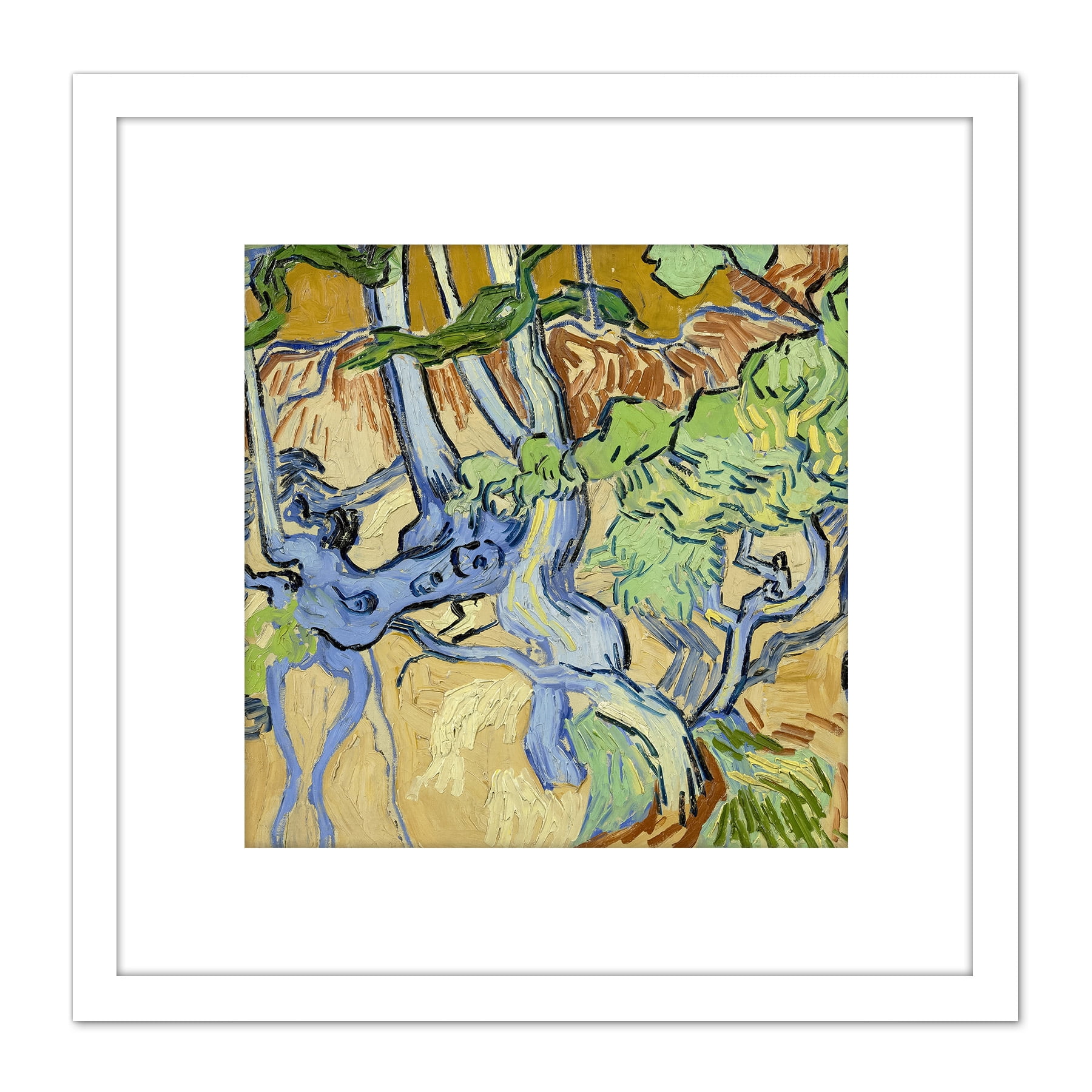 Van Gogh Tree Roots Painting 8X8 Inch Square Wooden Framed Wall Art ...