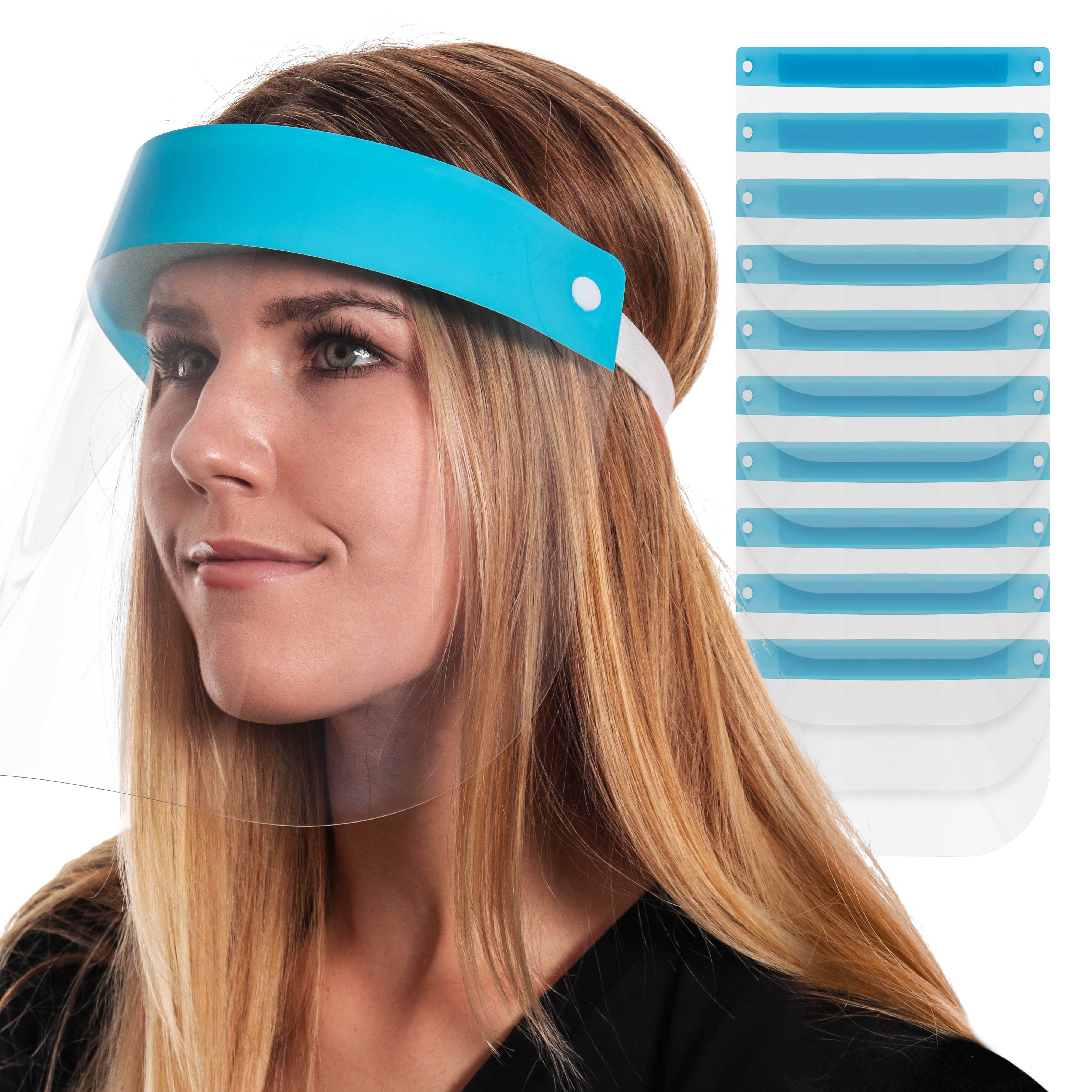 Face Shields (Pack of 10) - Ultra Clear Protective Full Face Shields to ...