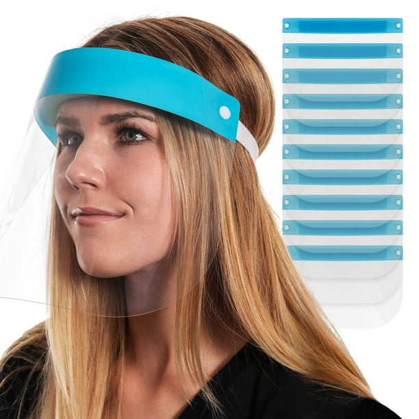 Face Shields (Pack of 10) - Ultra Clear Protective Full Face Shields to ...