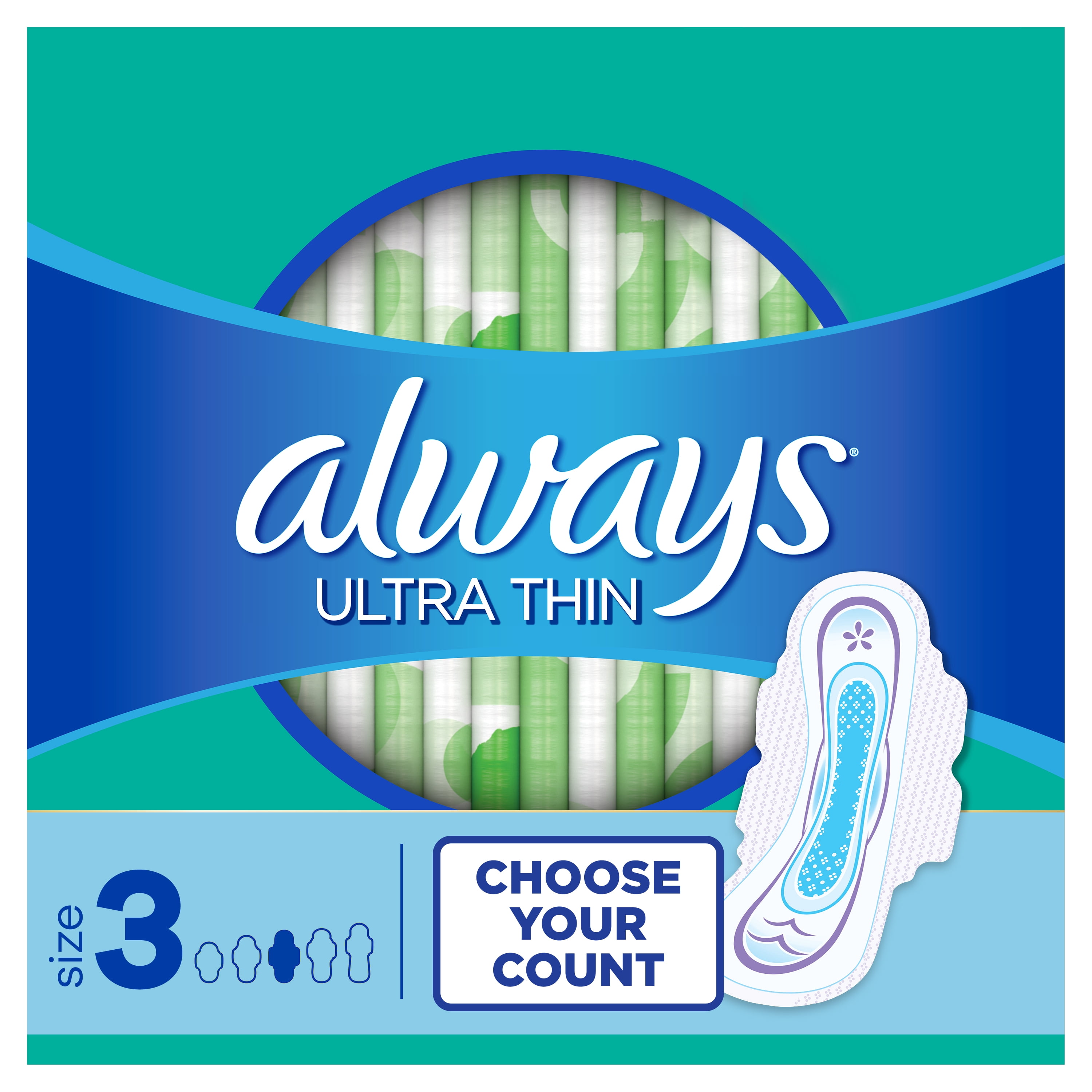 Always Ultra Thin Pads, Winged, Unscented, Extra Long, Size 3, 114 Ct ...