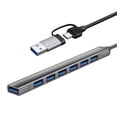 7 Ports 2 in 1 USB HUB Type C Adapter USB2.0 High Speed Transmission ...