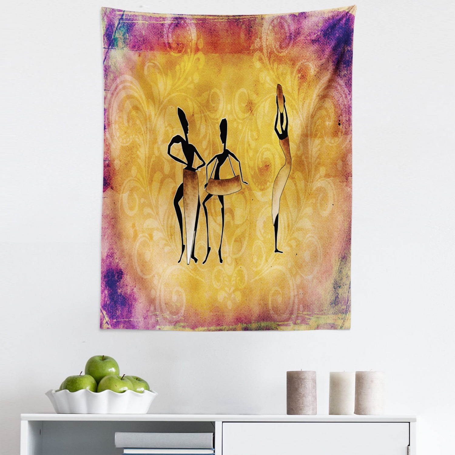 African Tapestry, Native Women Dancing Community Celebrating Folkloric ...