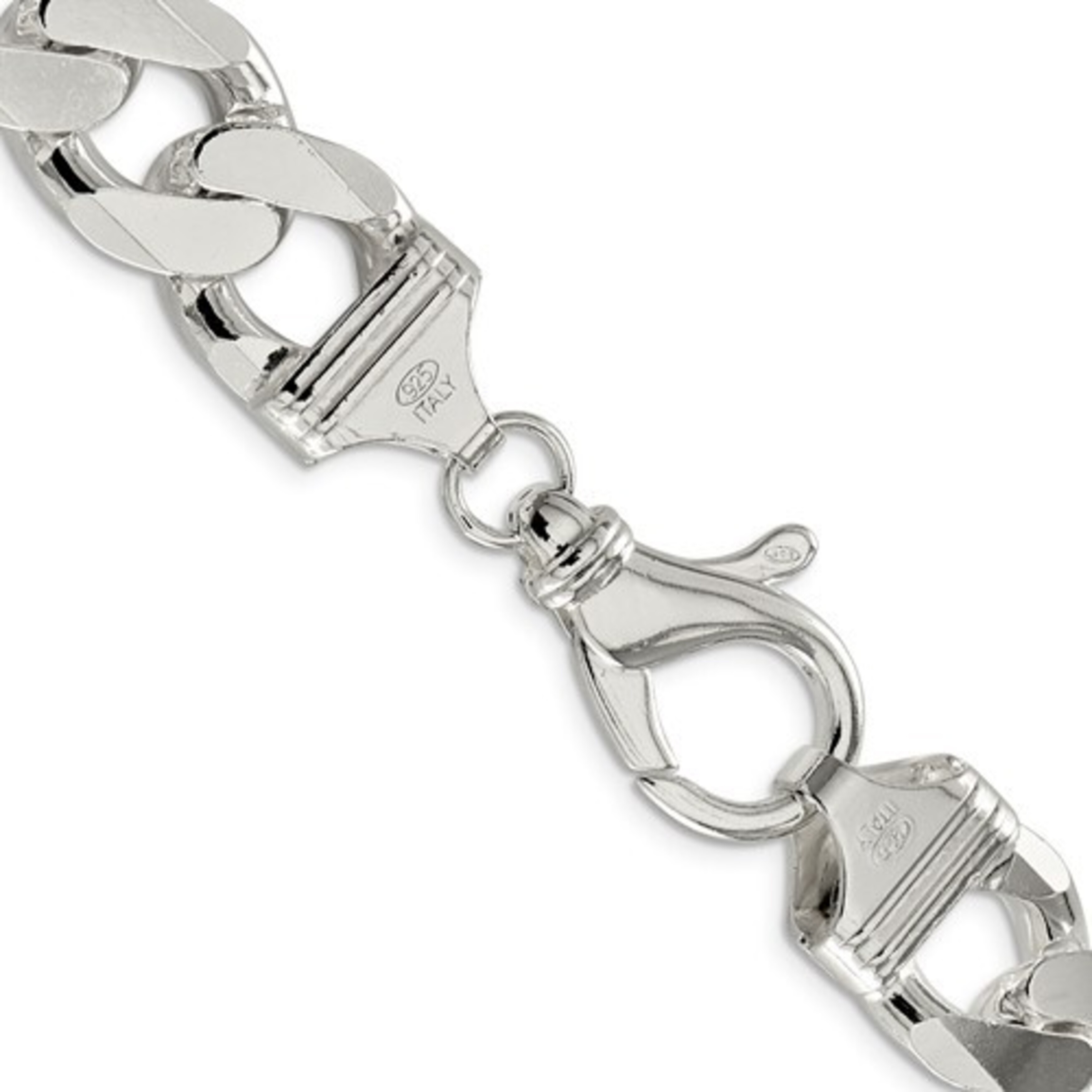 Mens Bracelet Heavy Curb Chain Links Solid Sterling Silver 15 mm wide ...