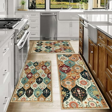 Yamaziot 3-Piece Kitchen Rug Set, Non-Slip Backing, Machine Washable ...