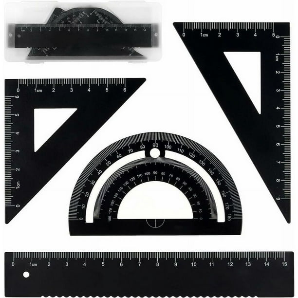 HongchunMetal Geometry Kit, 4 Pieces, 15cm Ruler, 180° Protractor, 60 ...