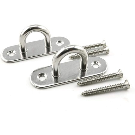2 Pack M8 Strip Eye Plate with Enclosed Hook 304 Stainless Steel Heavy ...