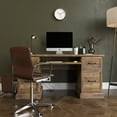 BELLEZE Modern Executive Home Office Desk, Rustic Oak, 62x22.5x31 in ...
