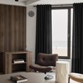 2-Panel Black Linen Curtains, 50x96 Inches, Semi-Sheer Light Filtering ...