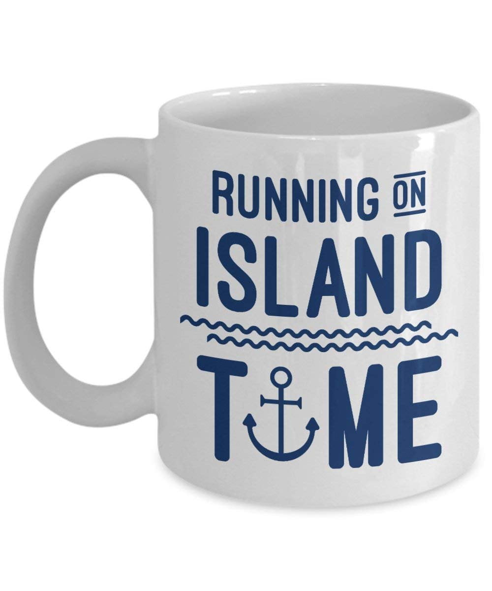 Running On Island Time Anchor Printed Summer Themed Coffee & Tea Gift ...