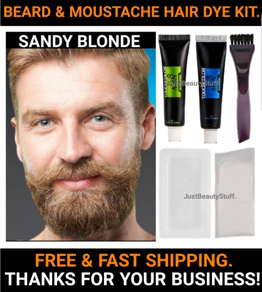 BLONDE BEARD MOUSTACHE SIDEBURNS HAIR DYE CREAM KIT-COLOR FACIAL HAIR ...