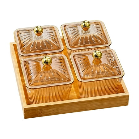 Condiment Serving Tray, Divided Serving Platters, With Wood Tray Lids ...